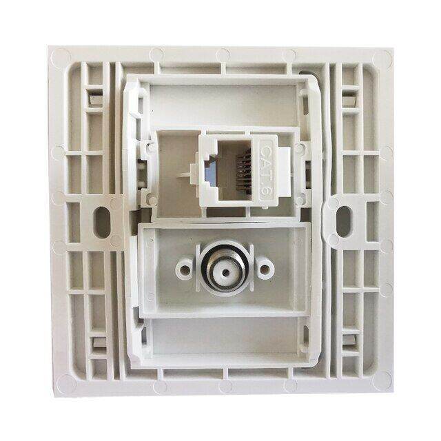 F Head Digital Tv Cat5e Rj45 Lan Wall Panel Faceplate For Internet ...