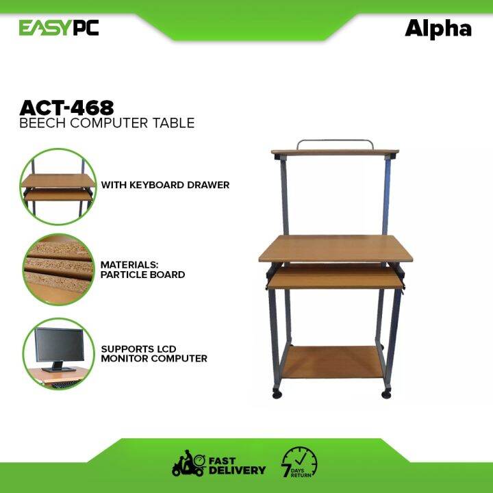 Alpha ACT-468 Beech Computer Table, Monitor table with Keyboard drawer ...