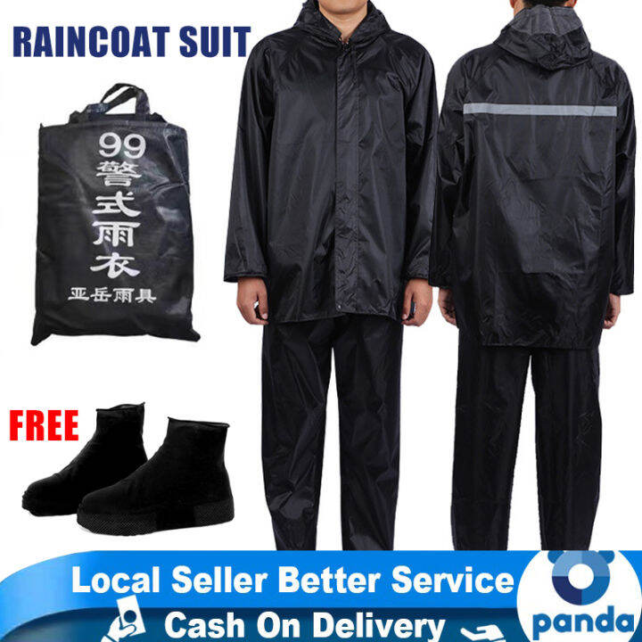【RainCoat +ShoeCover】Motorcycle Riding Raincoat Rainshoes Full Body ...
