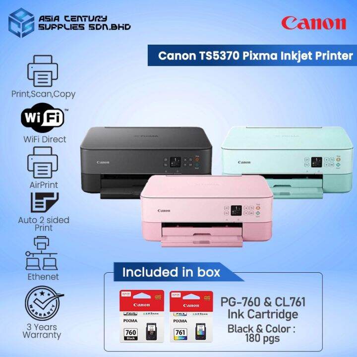 Canon Pixma TS5370 All-in-One Wireless Inkjet Photo Printer Auto Duplex ...