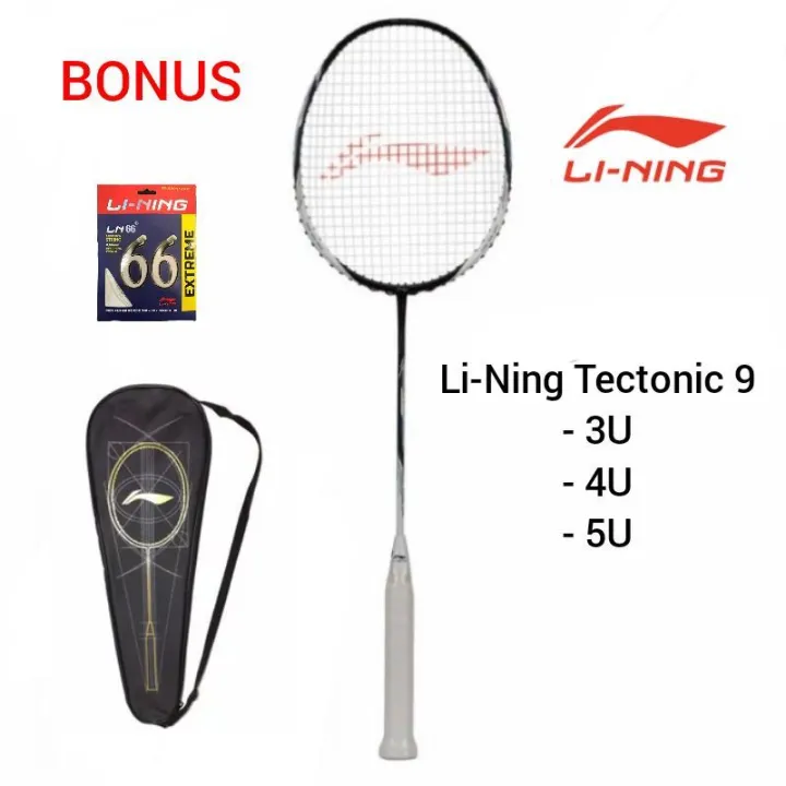 Raket Badminton Li-Ning Tectonic 9 Seri 3U 4U 5U - Black/White ORIGINAL ...