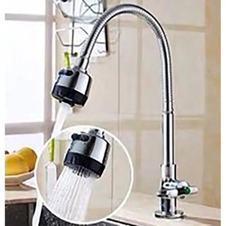 Stainless Steel 360° Flexible Faucet with Sprayer Single Cold Kitchen ...