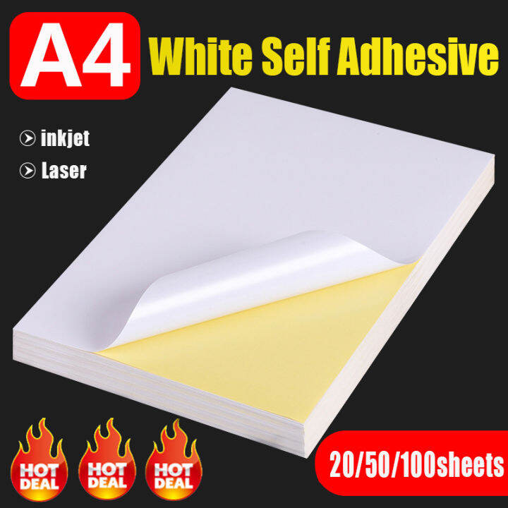100 sheets A4 size 210mm×297mm printable sticker paper high gloss for ...