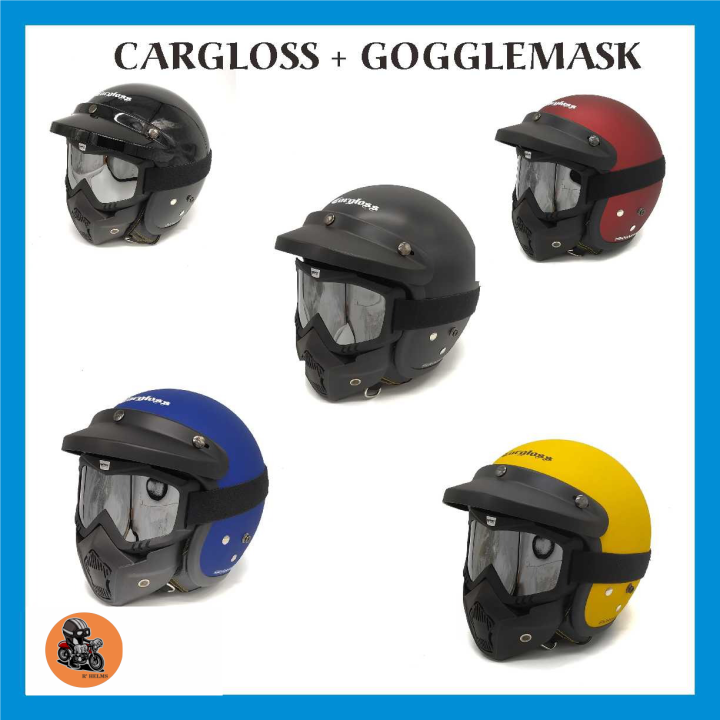 HELM CARGLOSS RETRO ORIGINAL + GOGGLE MASK | Lazada Indonesia