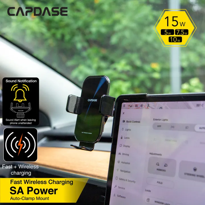 CAPDASE SA Power ชาร์จไร้สายได้อย่างรวดเร็วหนีบรถยนต์ทัชสกรีน-L/r 96 ...