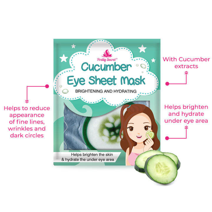 Pretty Secret Cucumber Eye Sheet Mask Brightening and Hydrating 1 Pair ...