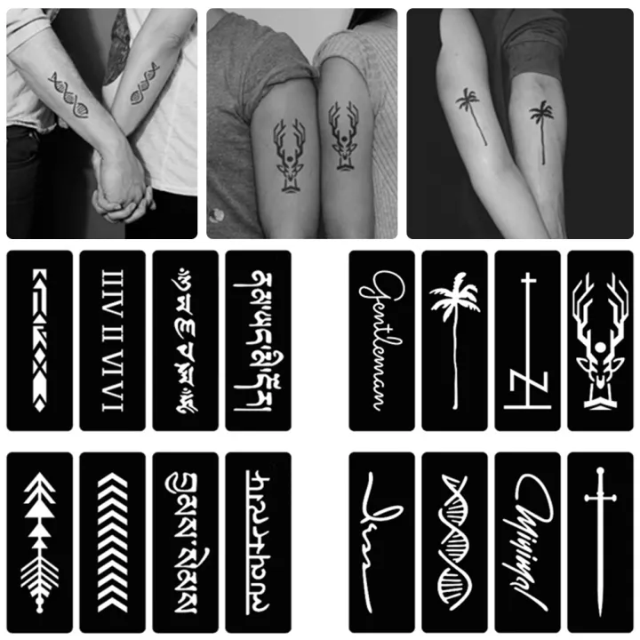 Topshow A4 Hollow Adhesive Tattoo Tattoo Template Sticker Semi Permanent Small Tattoo Body Hand
