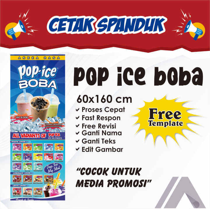 CETAK SPANDUK BANNER POP ICE BOBA 60X160 CM | Lazada Indonesia
