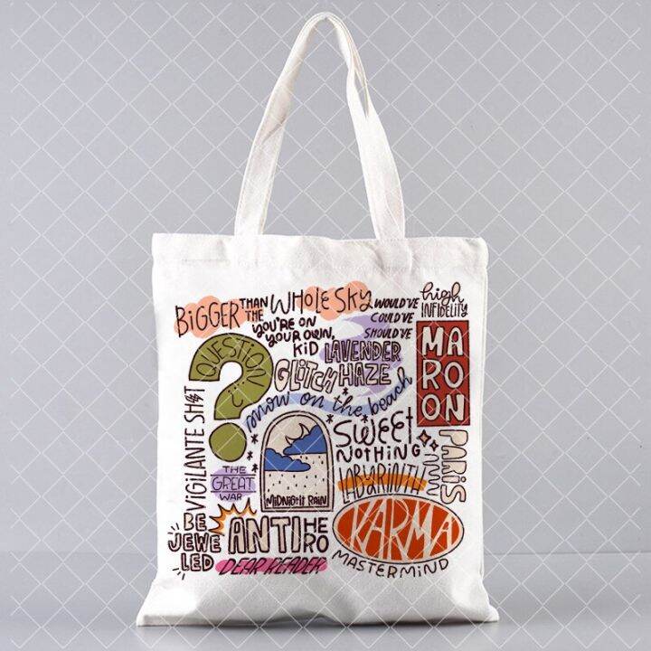 Taylor Music Swift กระเป๋าผ้าใบ Midnights กระเป๋านักช้อปกระเป๋านักช้อป ...