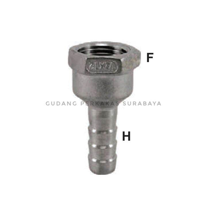 FEMALE HOSE SUS 304 SOK SELANG NEPEL DRAT DALAM PIPA 1/2 x SAMBUNGAN SELANG SOCK SELANG ...