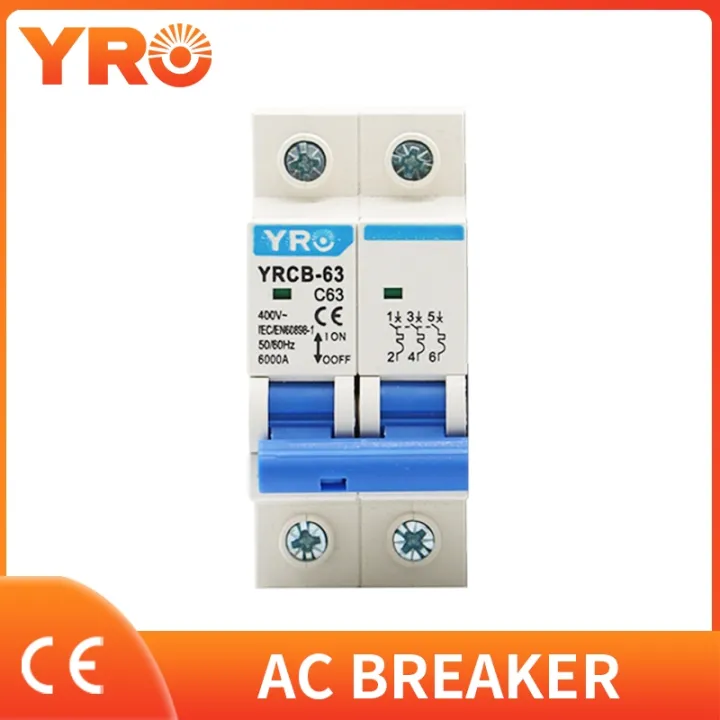 2P AC 400V Mini Circuit breaker MCB 6A 10A 16A 20A 25A 32A 40A 50A 63A ...