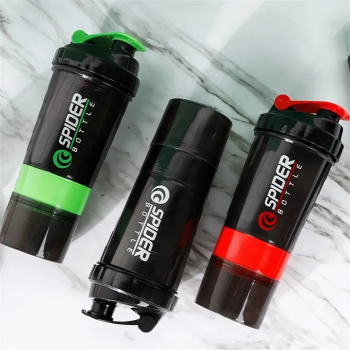 HJKF กระติกน้ำ3ชั้นแบบพกพาเพาะกายการออกกำลังกายถ้วยผสมขวดน้ำขวดกีฬา ...