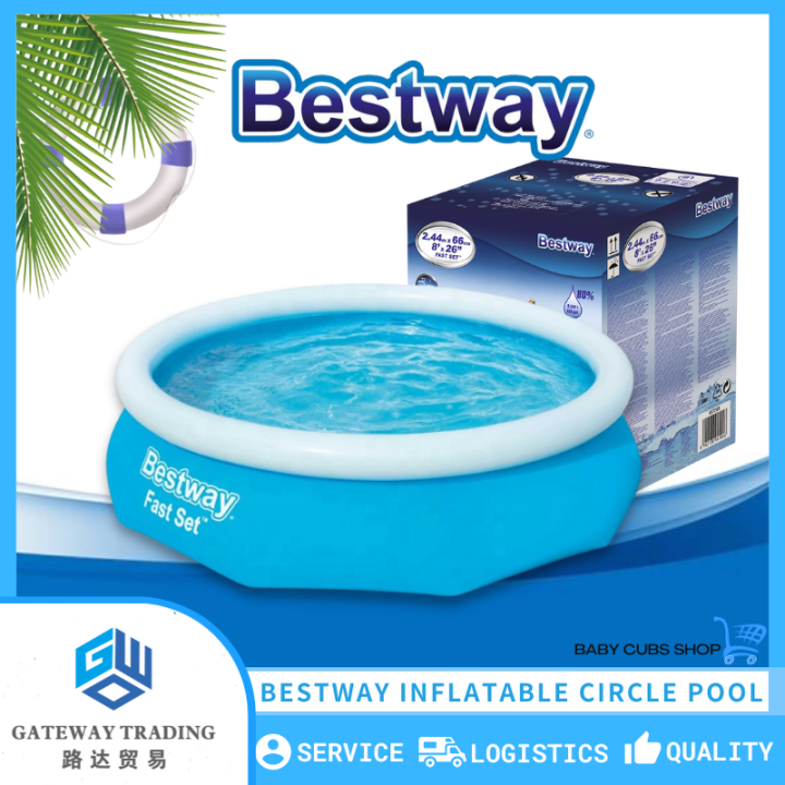 BESTWAY Round Family Swimming Pool Fast Set Easy Inflatable Pool Family ...