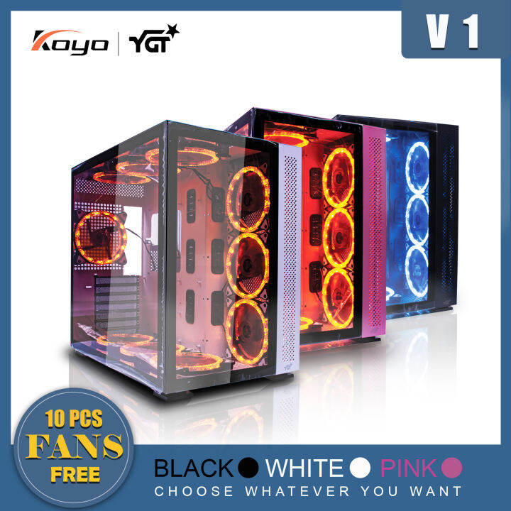 YGT V1 Dual Chamber ATX Tempered Glass Gaming Case | Lazada PH