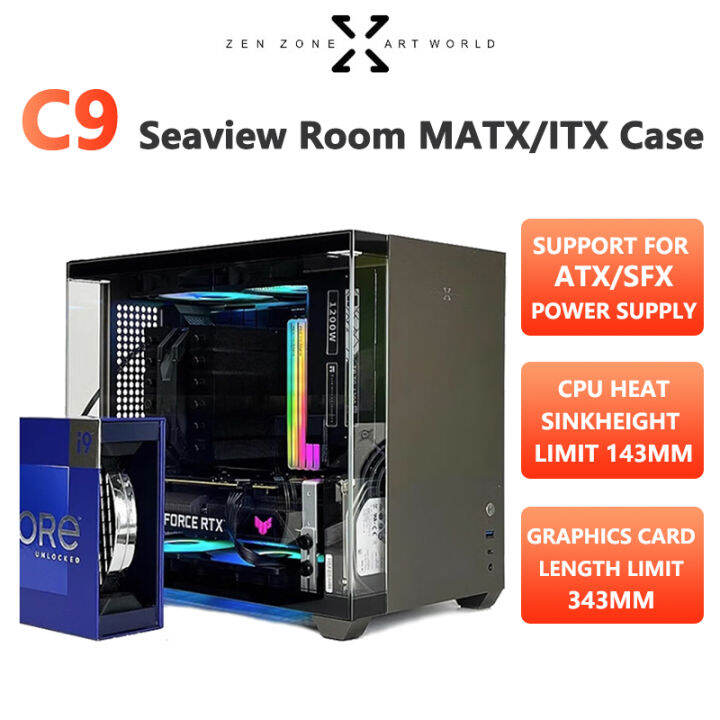 ZZAW C9 Computer Case MATX/ITX/YTX Seaview Desktop Casings ATX /SFX ...