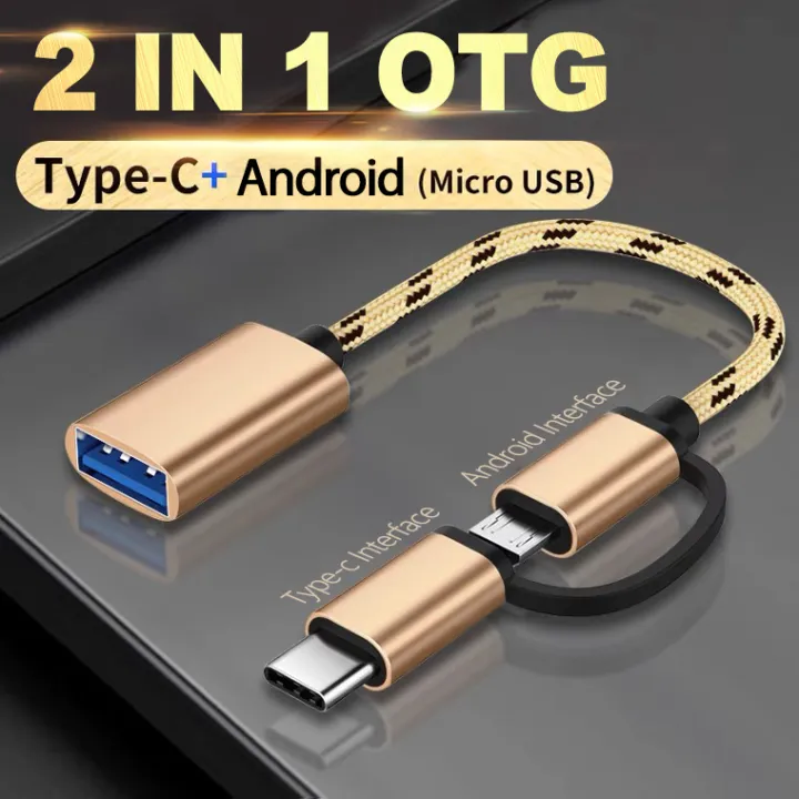 2in1 OTG USB Cable Adapter Micro USB Type C +USB Connector Converter ...