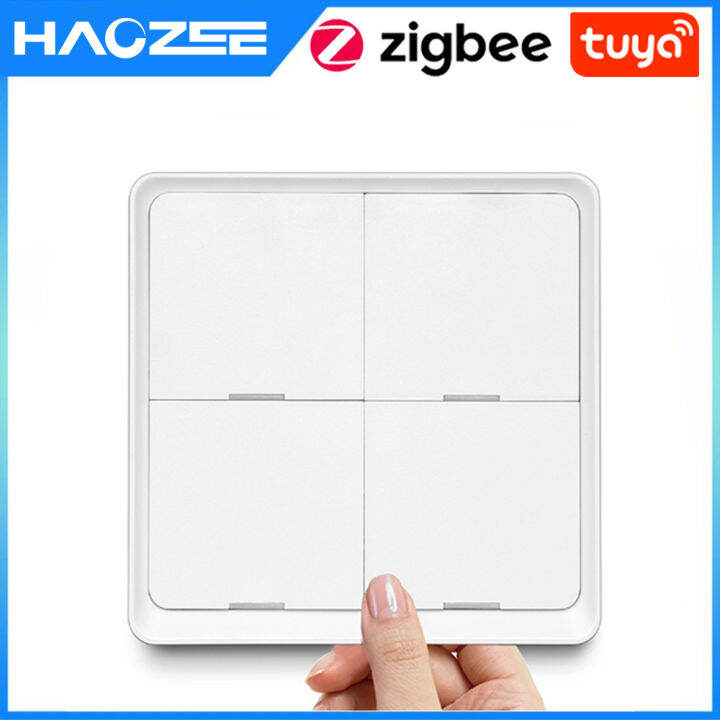 Tuya Smart ZigBee Switch 4 Gang Scenario 12 Scene Switch Push Button Controller Support deCONZ ...