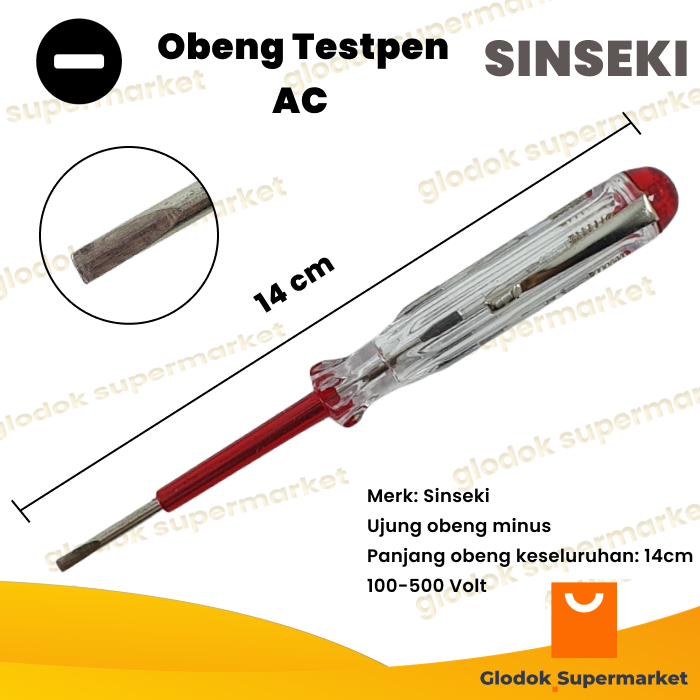 Obeng Testpen AC Sinseki Tespen 100-500 Volt Panjang 14cm | Lazada ...