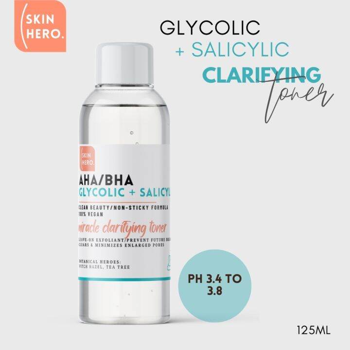 Skin Hero Byebye Acne AHA/BHA 30-Day Miracle Clarifying Toner - 125ML ...
