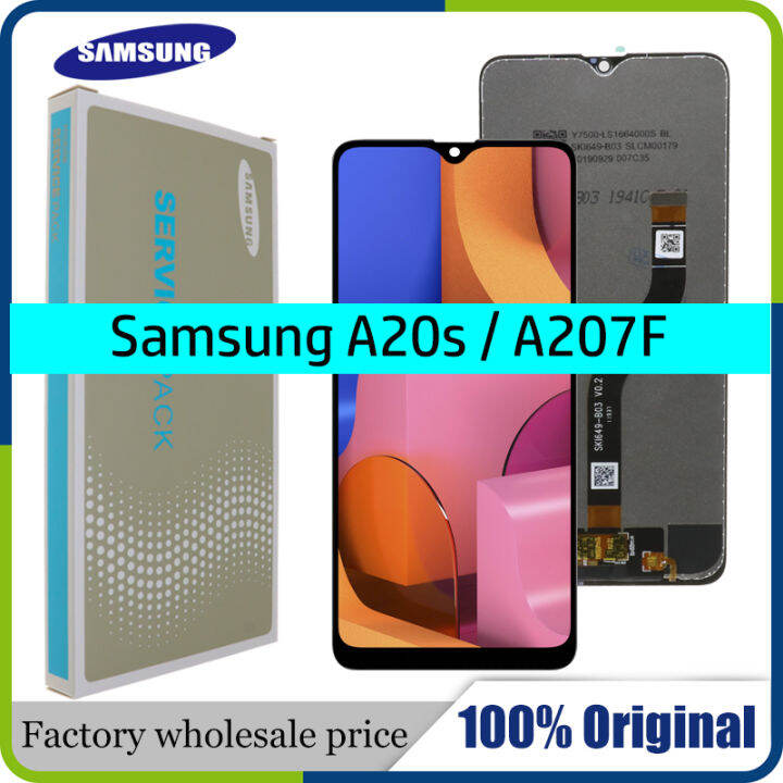 Original 6.5 "; LCD สำหรับเหมาะสำหรับ Samsung Galaxy A20s A207 A2070 SM ...