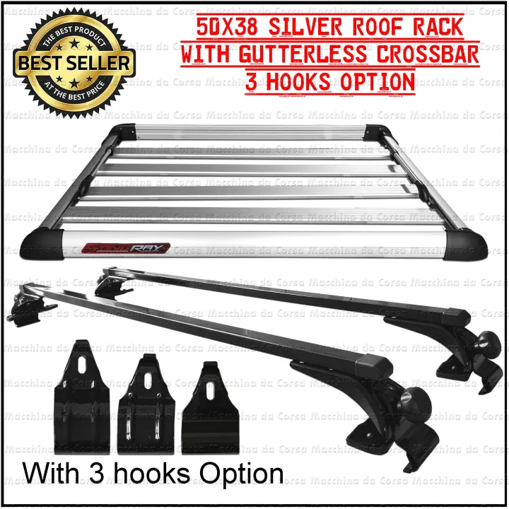 50x38 Silver Roof Basket Roof Rack with Universal Gutterless STEEL ...