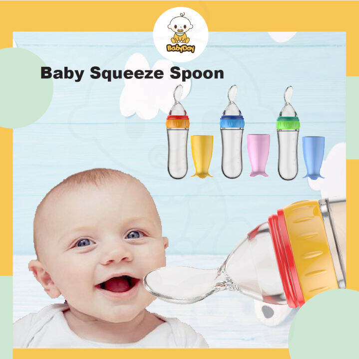 Babyday Baby Silicone Squeeze Spoon Feeder Feeding Bottle Food Sudu ...