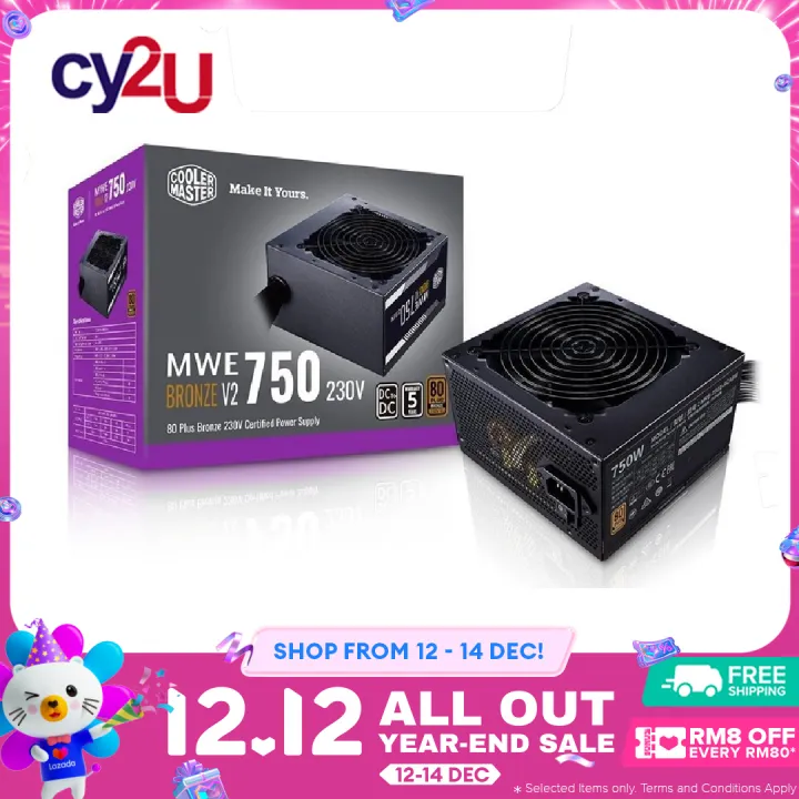 Cooler Master MWE 750 V2 80 Plus Bronze Certified 230V Power Supply ...