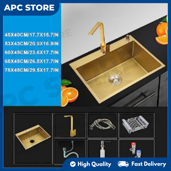 Gold Nano Stainless Steel Kitchen Sink- Single / Double Sink | Lazada PH