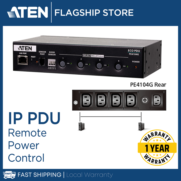 ATEN 4-Outlet PDU over IP Control Box Remote Control Power Distribution ...
