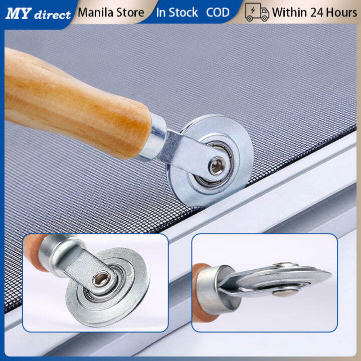 Window Screen Rolling Tool Manual Window Pressure Wheel Wooden Handle ...