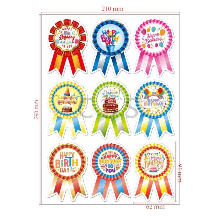 9Pcs/Set Birthday Girl Boy Waterproof Badge Sticker Decorative Stickers ...