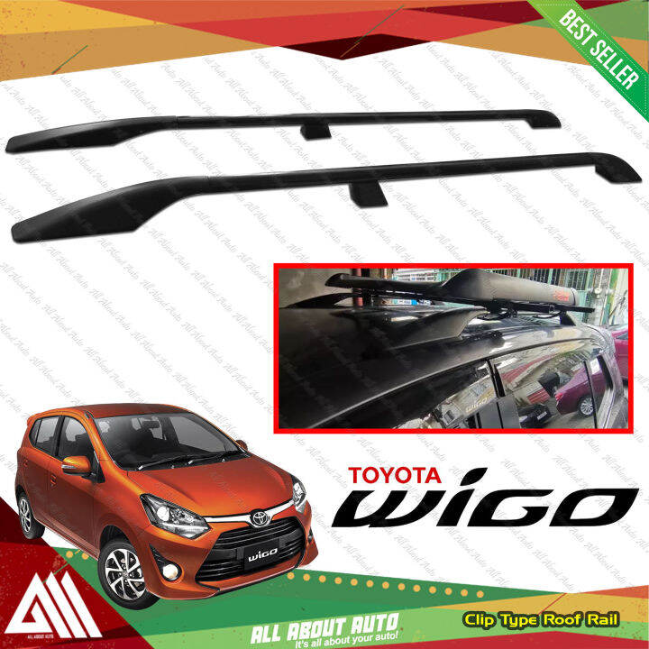 Toyota Wigo 2013-2021 Aluminum Clip Type Roof Rail (Black) No Drill ...