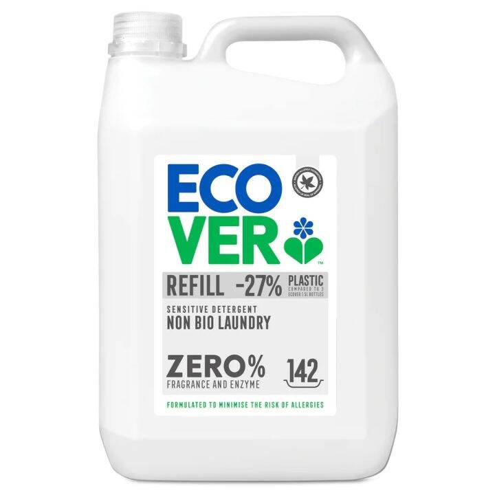 ECOVER ZERO NON BIO LAUNDRY LIQUID 5L REFILL - 0% Fragrance I 0% Enzyme ...