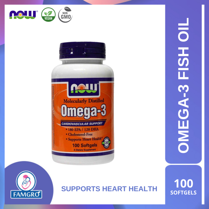 NOW Foods Omega-3 Fish Oil (Molecularly Distilled)- 100/200/500 ...
