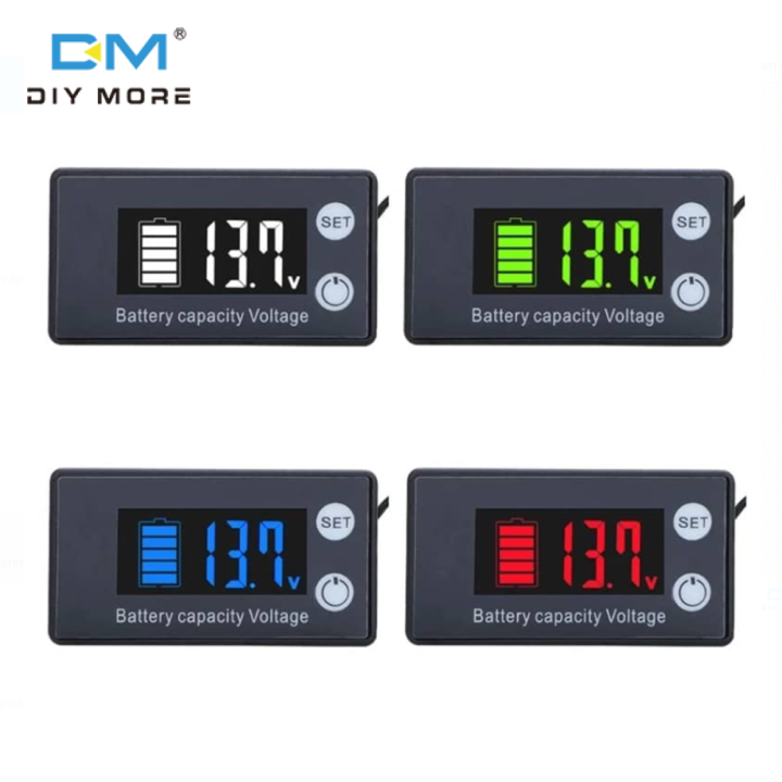 Diymore Voltmeter DC7-70V, Pengukur Kapasitas Baterai Indikator Level 2 Kawat Tampilan Digital ...