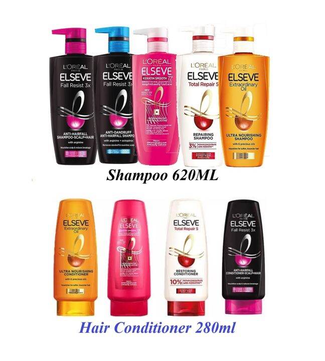 Loreal Paris Elseve Hair Shampoo 620ml / Conditioner 280ml | Lazada