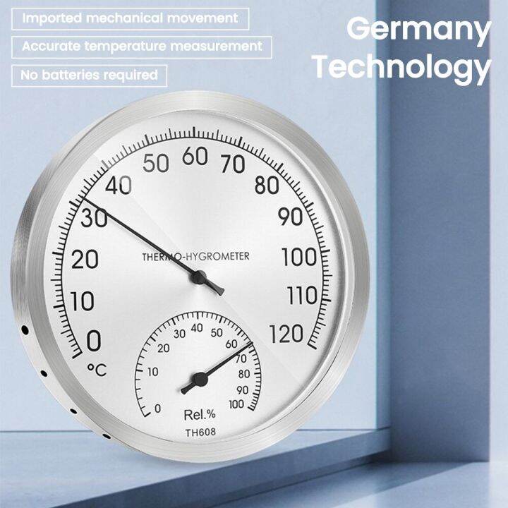 TH-608 Mechanical Thermometer Hygrometer Wall Hung Stainless Steel ...