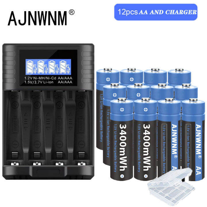 AJNWNM 1.5V AA Lithium-ion Rechargeable battery 3400mWh Battery AA 1.5V for Clock Toys Camera ...