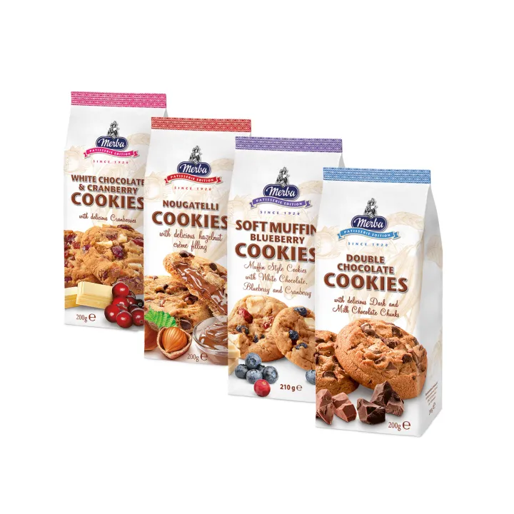 Merba Cookies 200g - Dark Chocolate & Hazelnut, White Chococolate ...