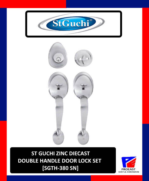 ST GUCHI SGTH-380 SN Zinc Diecast Double Handle Door Lock Set / Main ...
