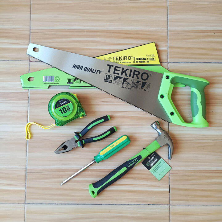 TEKIRO PAKET PERKAKAS TUKANG GERGAJI PALU TANG OBENG METERAN | Lazada ...