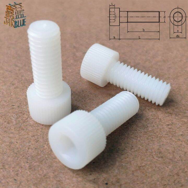 10-50pcs M3 M4 M5 M6 M8 White Nylon Hex Socket Head Cap Screw Plastic Screws Bolts Length 5-60mm ...