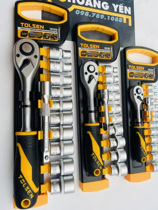 Bộ Đầu Típ Tự Động, Bộ khẩu 12 Món Tolsen 15151 (3/8") - Bạc, Bộ khẩu ...