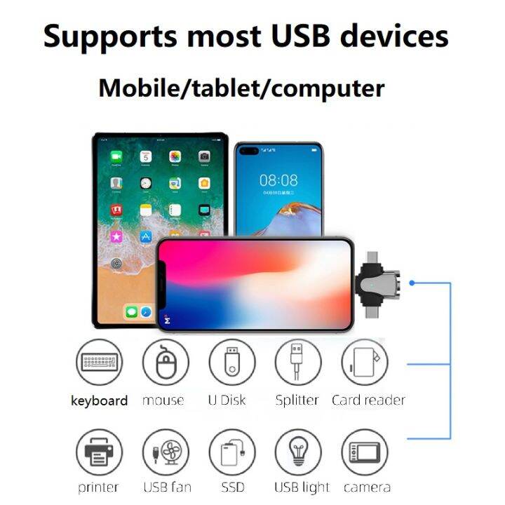 Lightning Male to USB Female Adapter 3 In 1 OTG Adapter for Type C ...