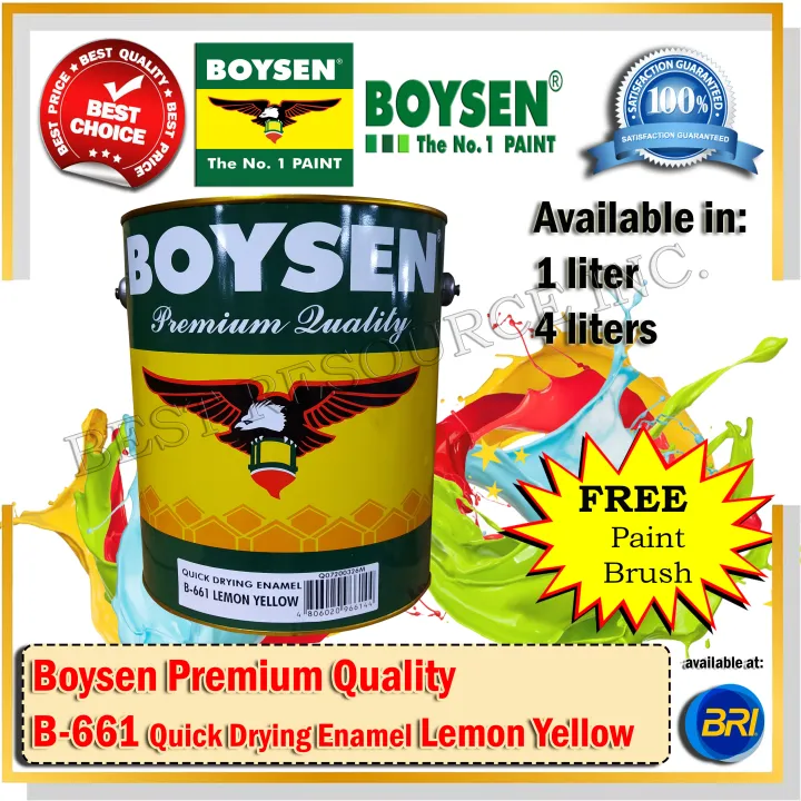 Boysen Premium Quality BS 661 Quick Drying Enamel Lemon Yellow 1/4 ...