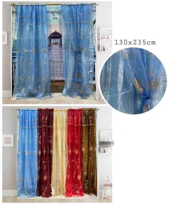Sheer Double Curtain Overlap Sheer Curtain Standard Size Lace ...