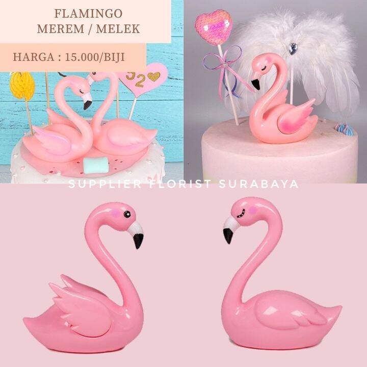 FLAMINGO MEREM DAN MELEK, CAKE TOPPER MINIATUR KUE TART ULANG TAHUN ...