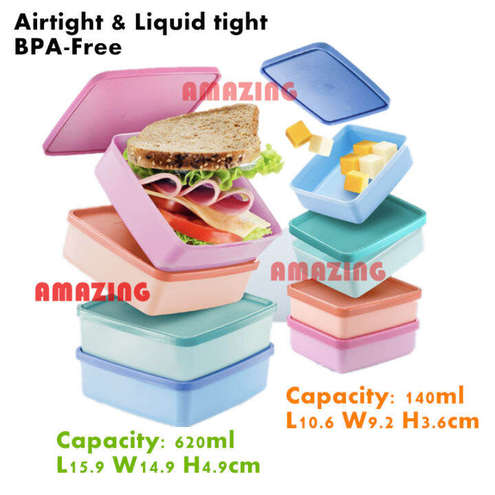 Tupperware Large Square Away 620ml / Food Container/ Food Storage Box ...