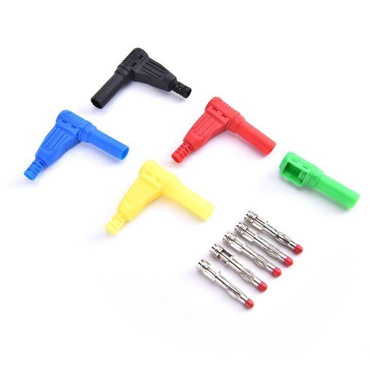 ☢ 1pc 4mm Male Right Angle Insulation Wire Solder Type DIY Banana Plug ...