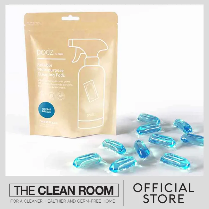 Podz Soluble Multipurpose Antibacterial Cleaning Pods (Ocean Breeze 12s ...